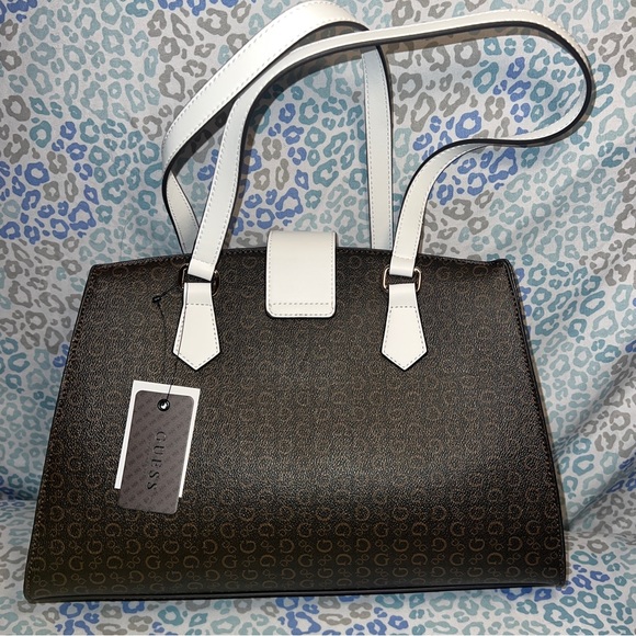 Guess | Bags | New Brown Guess Purse Handbag Tote Bag Satchel Natural ...